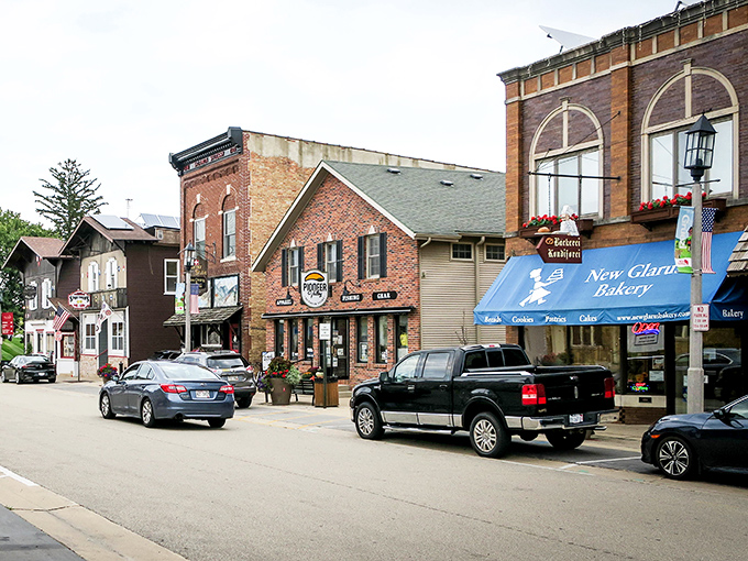 Downtown New Glarus welcomes visitors with its unmistakable Swiss charm &ndash; like stepping into a European postcard without the jet lag.