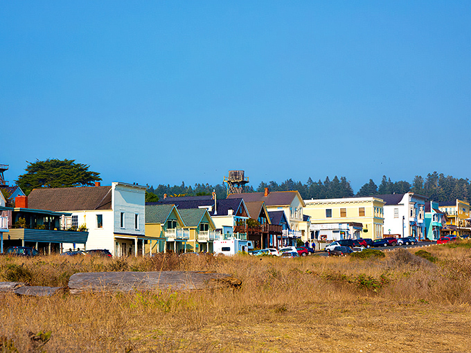 Sunset paints Mendocino's rooftops in golden hues, like nature's own Instagram filter for this coastal village perched above the Pacific.