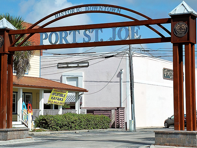 The Historic Downtown Port St Joe archway marks the gateway to a laid back stretch of classic coastal Florida charm.
