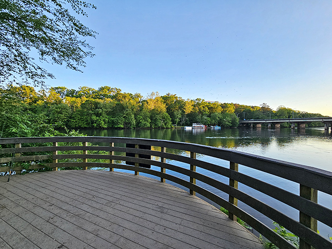 Mirror, mirror on the river &ndash; the Chattahoochee's glassy surface creates perfect reflections that would make even Narcissus do a double-take.