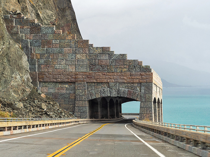 The highway tunnel carved into the mountainside feels like driving through a portal to paradise. Mother Nature's grand entrance to Big Sur's coastal wonderland.