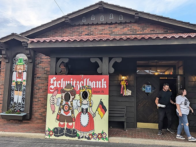 The storybook German architecture of Schnitzelbank stands proudly in Jasper, like a Bavarian postcard that somehow landed in Indiana's heartland.
