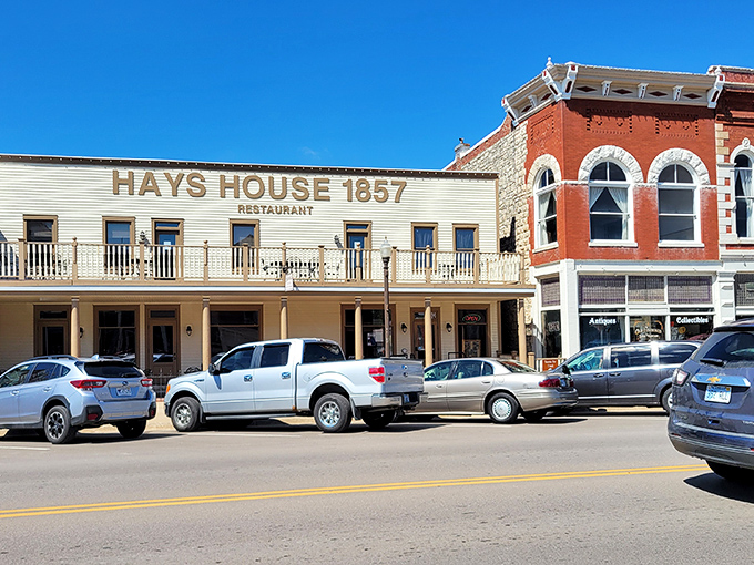 The white clapboard fa&ccedil;ade of Hays House stands proudly on Council Grove's main street, like a time machine disguised as a restaurant. 