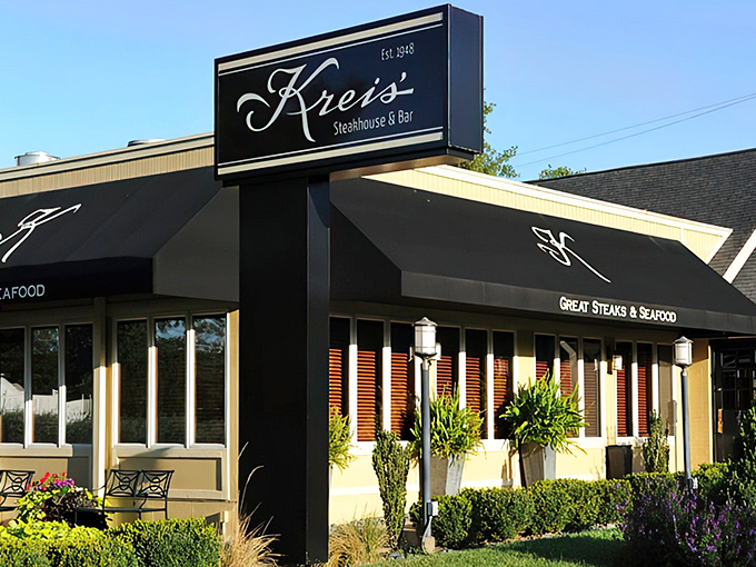 The exterior of Kreis' blends classic charm with modern elegance, like that friend who somehow pulls off vintage and contemporary at the same time.