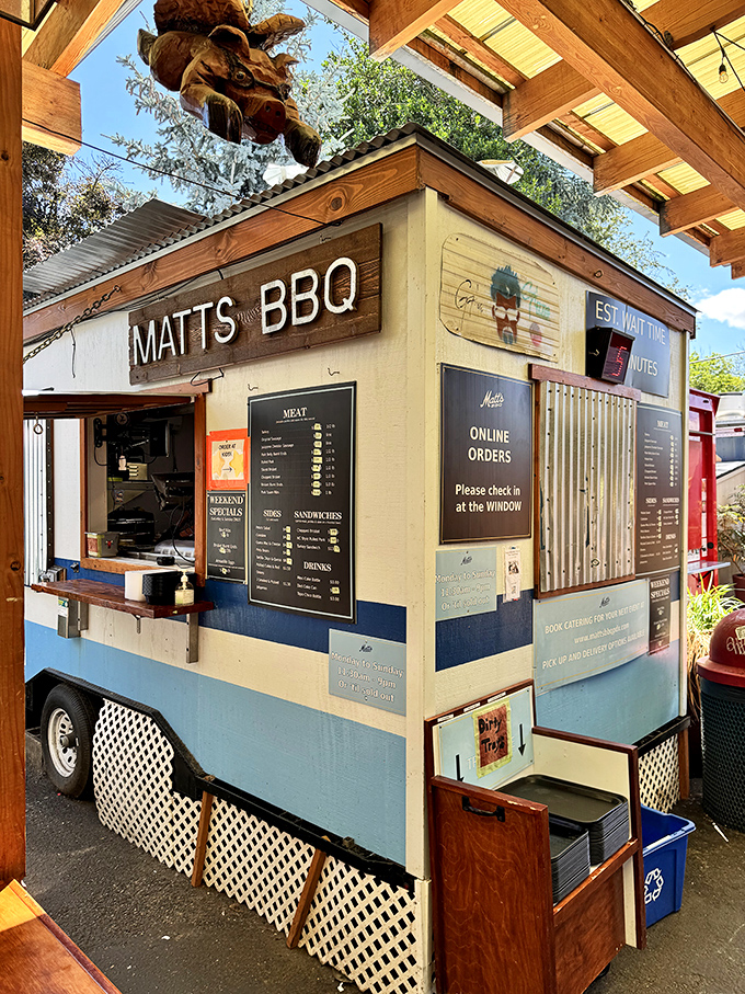 The blue and white food cart that launched a thousand road trips. Matt's BBQ stands as Portland's temple to Texas-style smoked meat perfection.