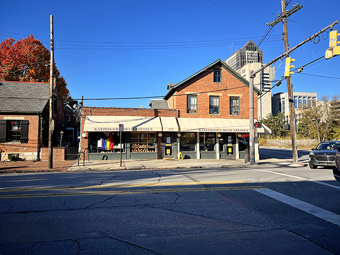 The brick facade of Katzinger's stands like a delicious time capsule in Columbus's German Village, beckoning sandwich lovers with the promise of delicatessen magic.