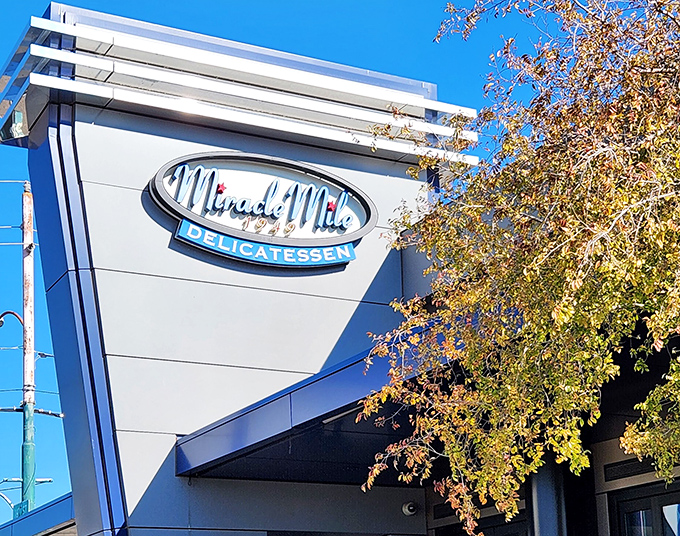 Architectural eye candy! Miracle Mile Deli's modern exterior blends sleek design with classic deli charm, inviting hungry Phoenicians to step into sandwich paradise.