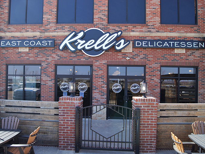 Brick and mortar never looked so appetizing! Krell's bold facade stands like a delicious beacon of East Coast promise in the Oklahoma landscape.