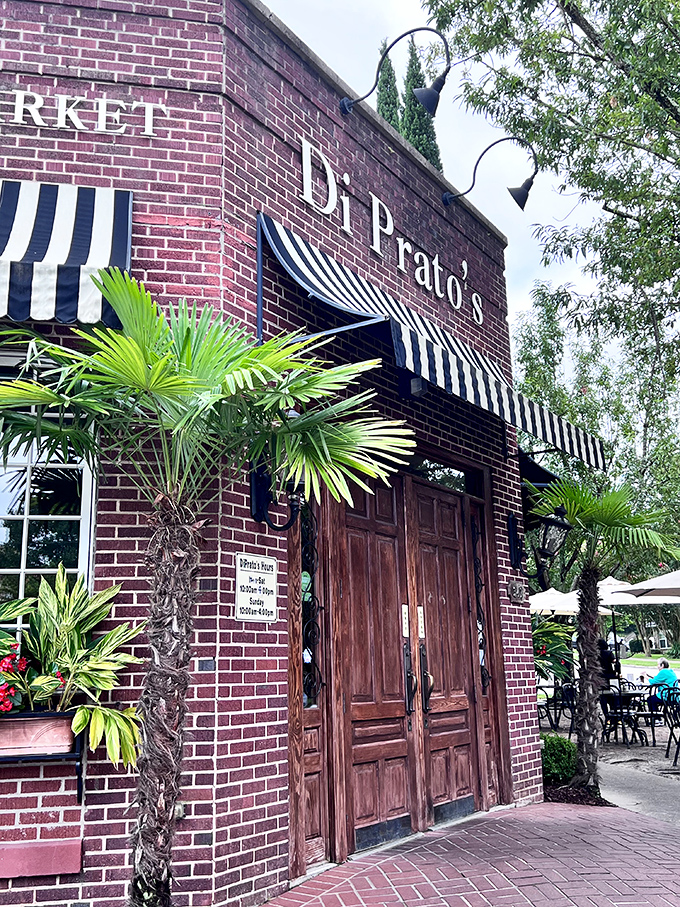 Welcome to sandwich paradise! DiPrato's brick exterior and striped awning promise a feast for the senses within.