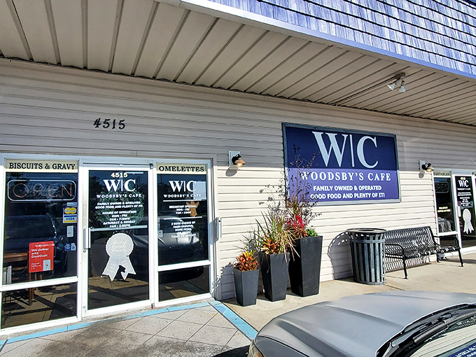 The unassuming exterior of Woodsby's Cafe might not stop traffic, but that packed parking lot tells the real story. Florida's breakfast devotees know where to find the good stuff.