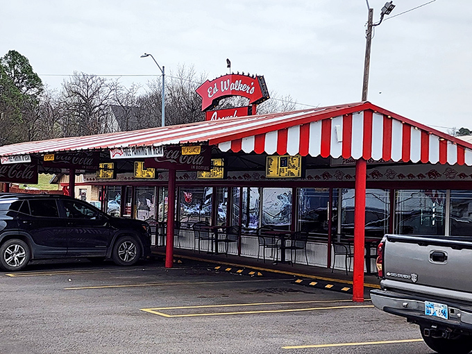 The neon glow of Ed Walker's iconic sign beckons hungry travelers like a lighthouse for empty stomachs. Americana doesn't get more authentic than this.