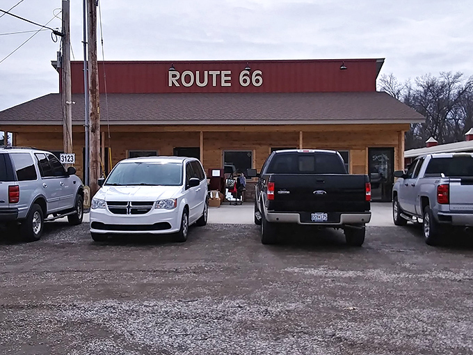 The iconic red barns of Route 66 Flea Market stand like sentinels of nostalgia in Granite City, beckoning treasure hunters with their rustic charm.