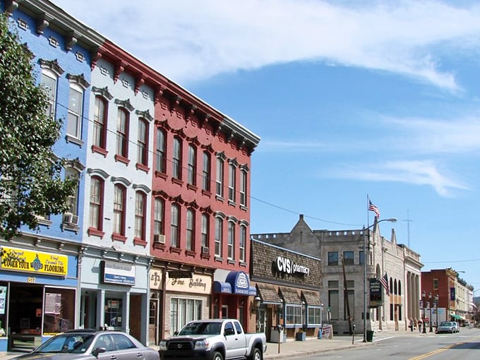 Honesdale's Main Street looks like it was plucked straight from a Norman Rockwell painting, with colorful historic buildings standing proudly against the Pennsylvania sky.