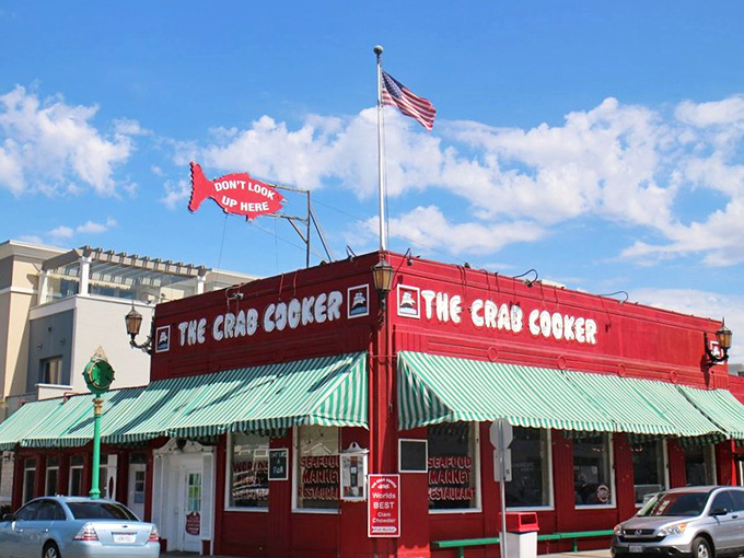 That fire-engine red exterior isn't just paint &ndash; it's a beacon calling seafood lovers from miles away. 