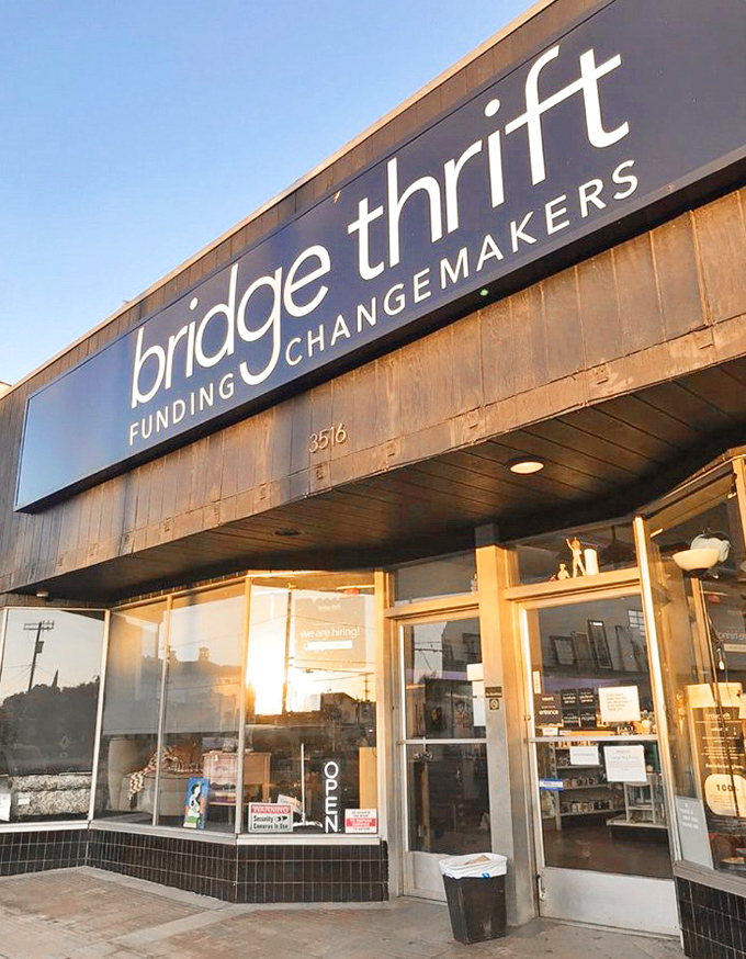 The unassuming storefront of Bridge Thrift belies the wonderland of treasures within, like finding the wardrobe to Narnia on an ordinary Los Angeles street.