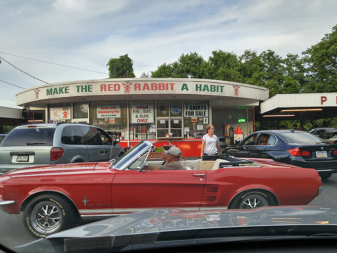 The classic Americana charm of Red Rabbit with vintage hot rods parked outside&mdash;a postcard from a tastier, simpler time in Pennsylvania.