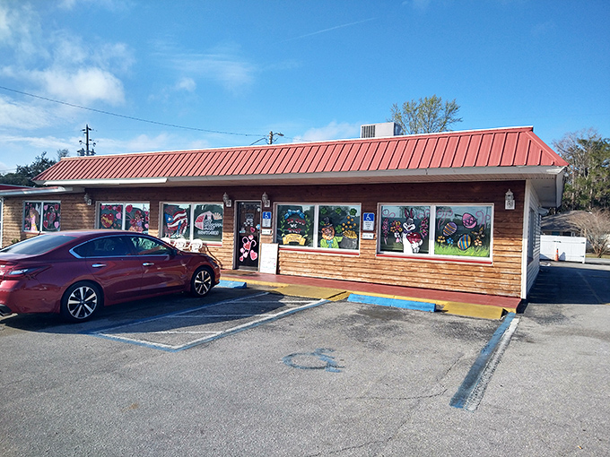 The rustic wooden exterior of The Biscuit Barn promises no pretension—just honest food that'll make your taste buds stand up and salute.