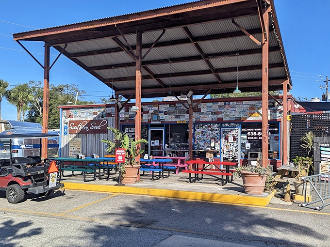 License plates don't lie! Southern Soul's exterior tells you everything you need to know—this place has fans from everywhere, and soon you'll be one too.