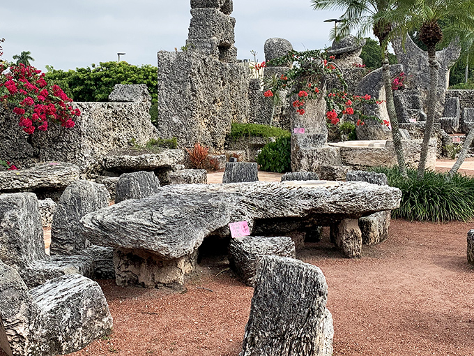Stone furniture that makes IKEA assembly look easy. These massive coral tables and benches were carved by one man with nothing but determination and mysterious methods.