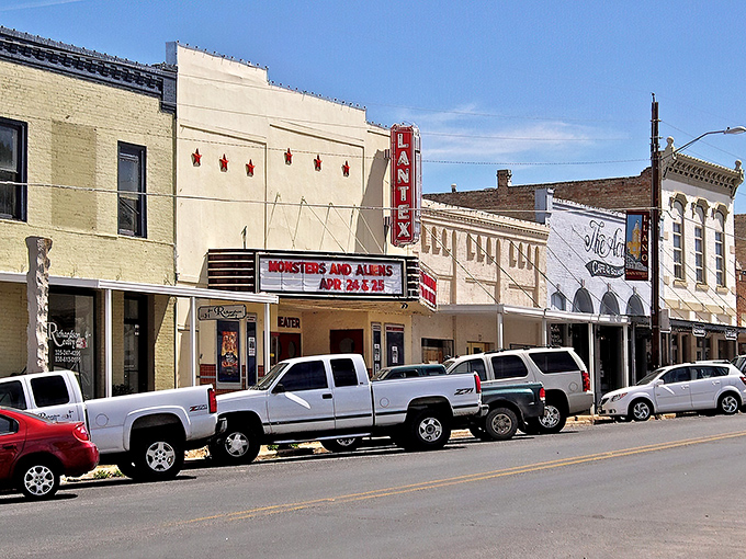 Downtown Llano's historic LanTex Theater stands as a time capsule of small-town Americana, where Friday night movies remain a cherished ritual rather than just entertainment.