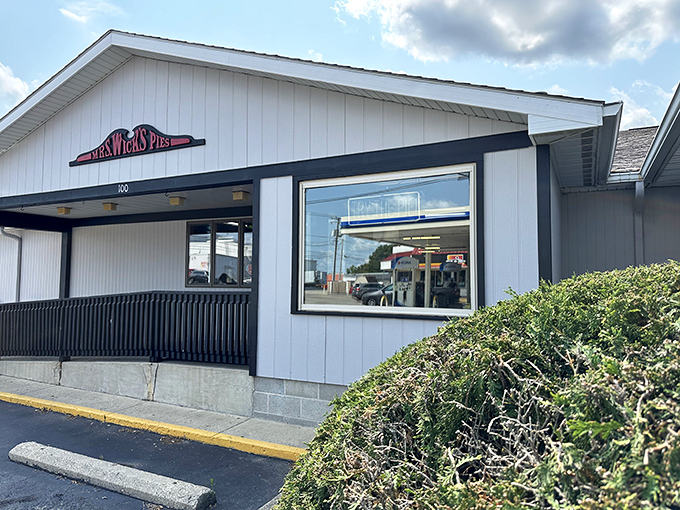 The unassuming white exterior of Mrs. Wick's belies the pie paradise within. Like finding a treasure chest disguised as a mailbox.