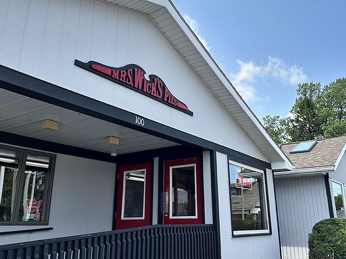 The unassuming white exterior of Mrs. Wick's belies the pie paradise within. Like finding a treasure chest disguised as a mailbox.