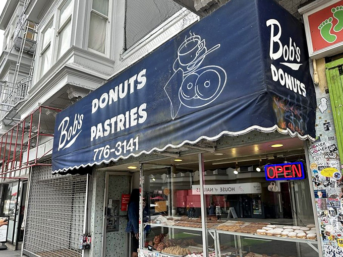 That blue awning beckons like a lighthouse for sugar-starved souls wandering Polk Street's bustling sidewalks.