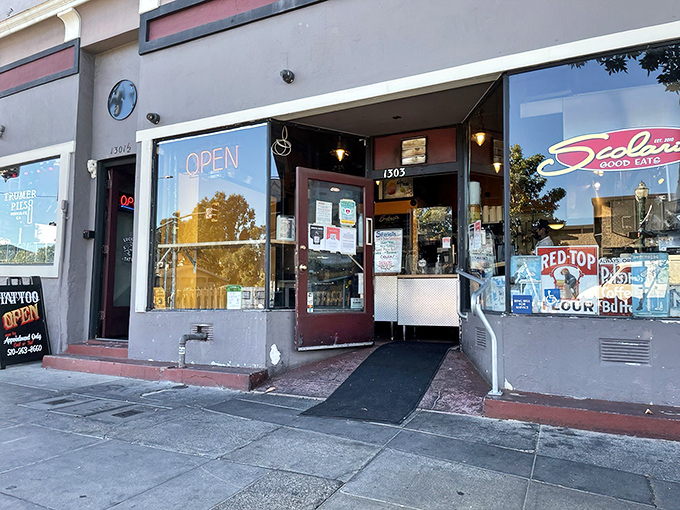 The unassuming storefront of Scolari's Good Eats beckons with its red neon "OPEN" sign&mdash;like a lighthouse guiding hungry sailors to delicious shores.