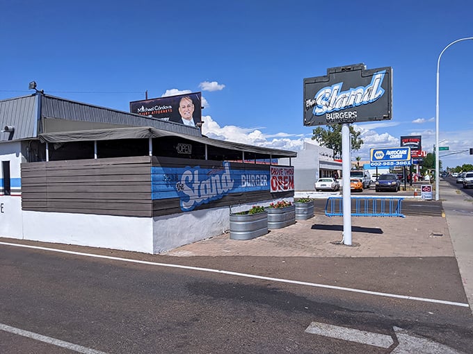 The unassuming exterior of The Stand might make you drive right past, but locals know this modest building houses burger greatness worth slamming on the brakes for.