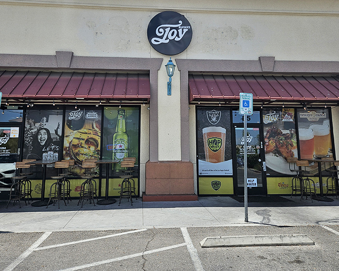 The unassuming storefront of Joy Burgers proves once again that culinary treasures often hide in plain sight, away from the neon-drenched Strip.
