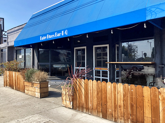 That bright blue awning isn't just decoration &ndash; it's a beacon calling barbecue lovers from across California.