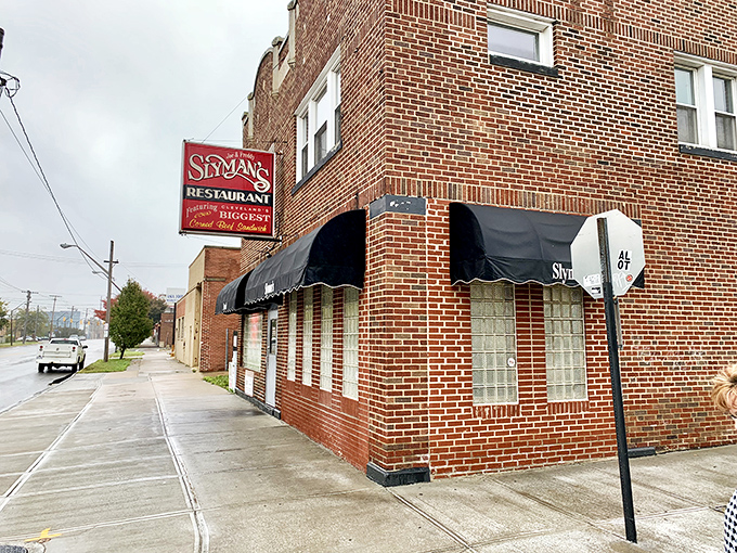 The unassuming brick exterior of Slyman's hides Cleveland's sandwich temple within. Like finding a treasure map in your attic&mdash;unremarkable until you realize what's inside.