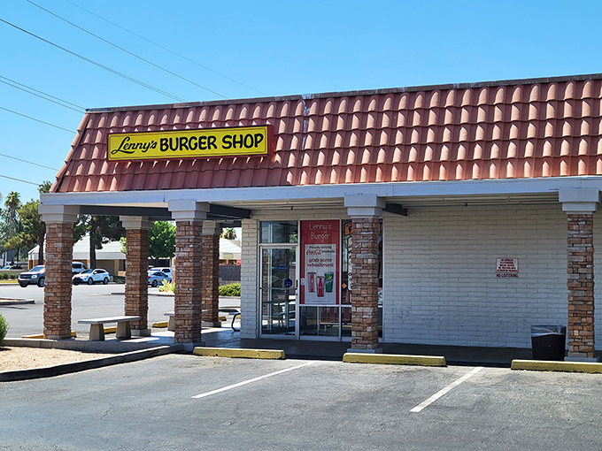 The unassuming terra cotta roof and bright yellow sign promise no frills, just thrills for your taste buds. Arizona's answer to burger paradise.