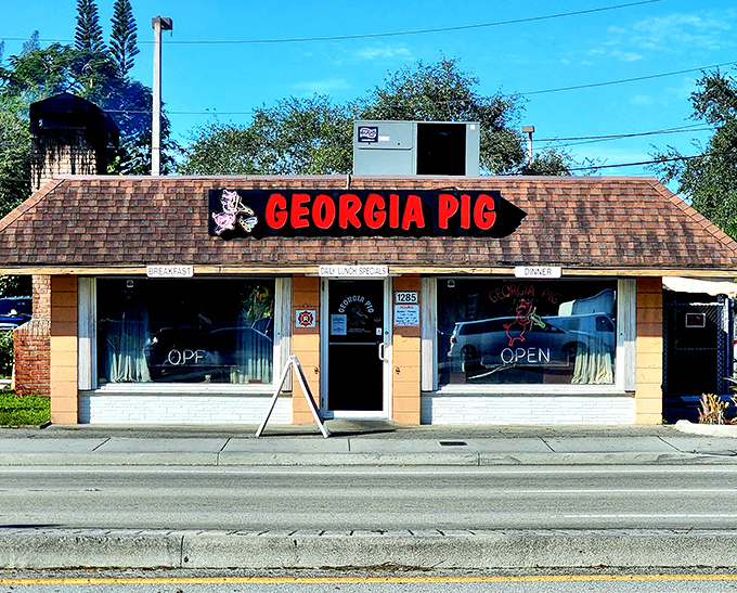 The time capsule of Florida barbecue stands proudly on State Road 7, its cartoon pig mascot welcoming hungry travelers since the Eisenhower administration.