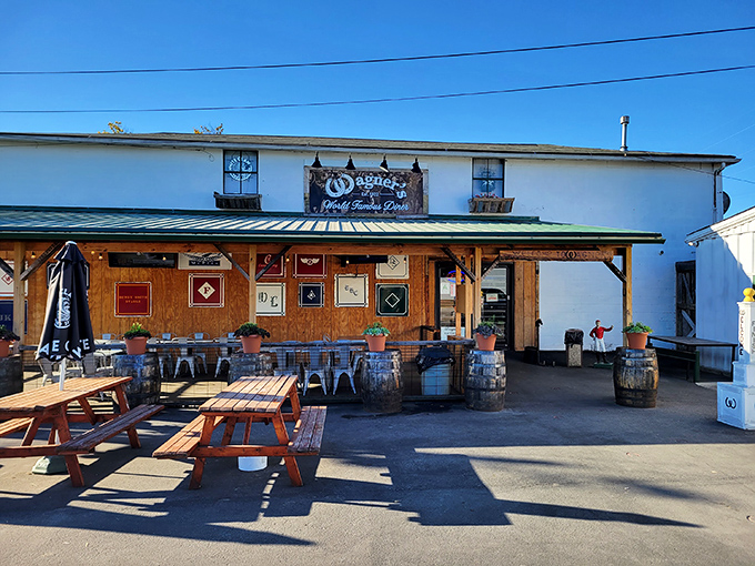The unassuming exterior of Wagner's Pharmacy hides a Louisville treasure. Horse racing history and hearty breakfasts await just steps from Churchill Downs.