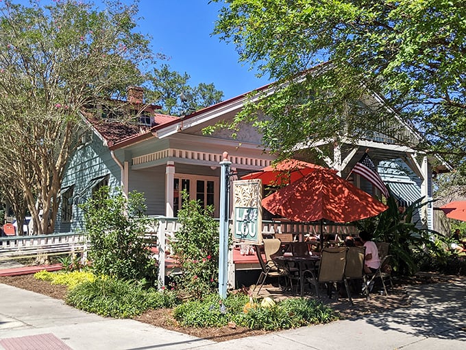LaLou's charming blue cottage exterior invites you in like a Southern grandmother ready to feed you until your pants don't fit.