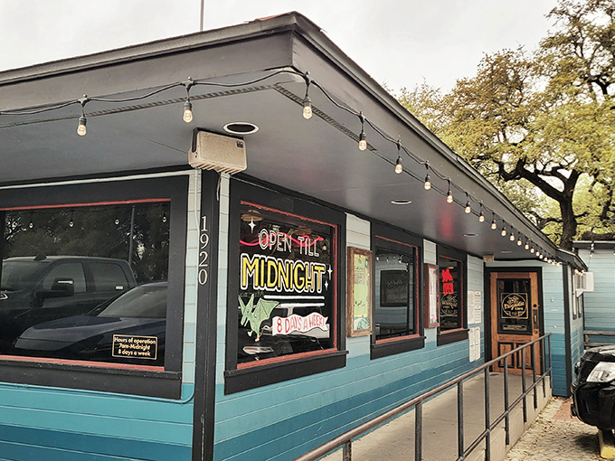 The iconic blue exterior of Magnolia Cafe stands out on South Congress like a delicious beacon of breakfast hope for hungry Austinites.