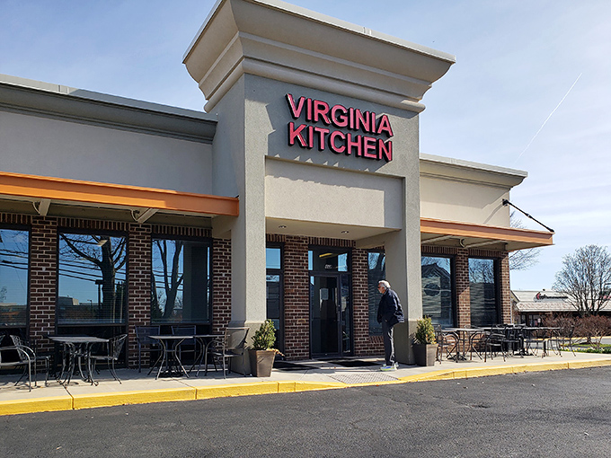The bright red lettering against cream-colored walls feels like a beacon calling to breakfast lovers everywhere. Virginia Kitchen isn't trying to be trendy&mdash;it's aiming for timeless.
