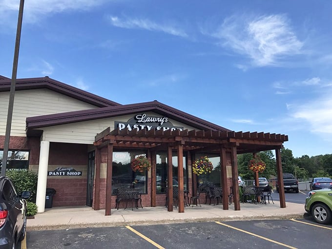 The unassuming exterior of Lawry's Pasty Shop proves once again that culinary treasures often hide behind modest facades. Pure Michigan magic awaits inside.