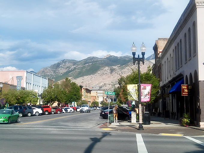 Historic brick buildings line Ogden's 25th Street, where yesterday's railroad boom meets today's culinary renaissance. The mountains are calling from just beyond.