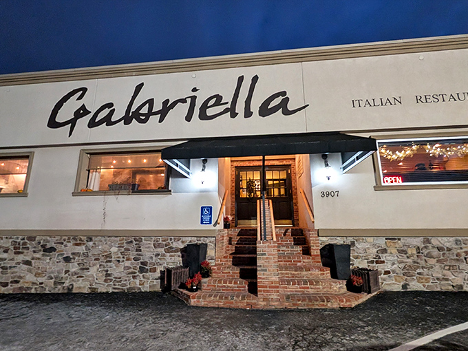 The unassuming exterior of Gabriella welcomes you with classic brick steps and that military-grade Humvee&mdash;clearly someone takes their garlic bread defense seriously!