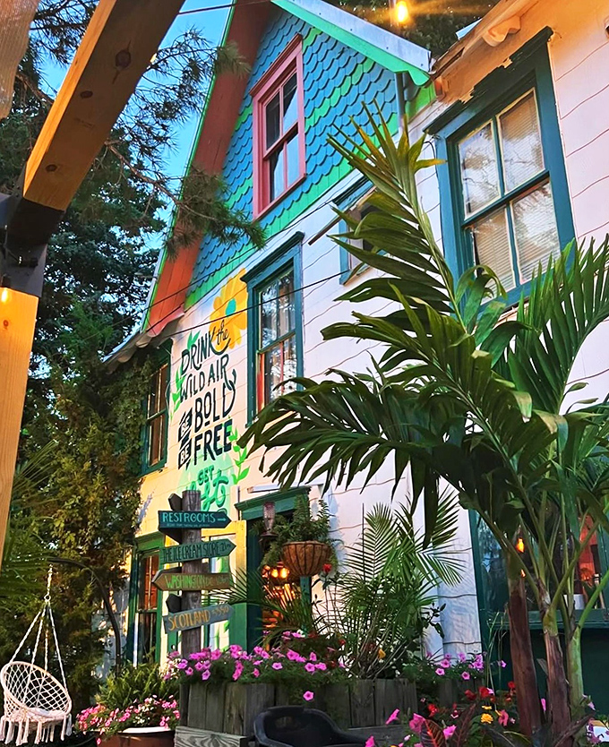 This whimsical beach cottage exterior promises the kind of breakfast adventure your taste buds have been craving all along.