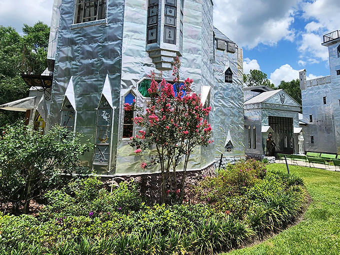 A shimmering mirage in the Florida wilderness, Solomon's Castle welcomes visitors with its gleaming aluminum exterior that practically winks at you in the sunlight.