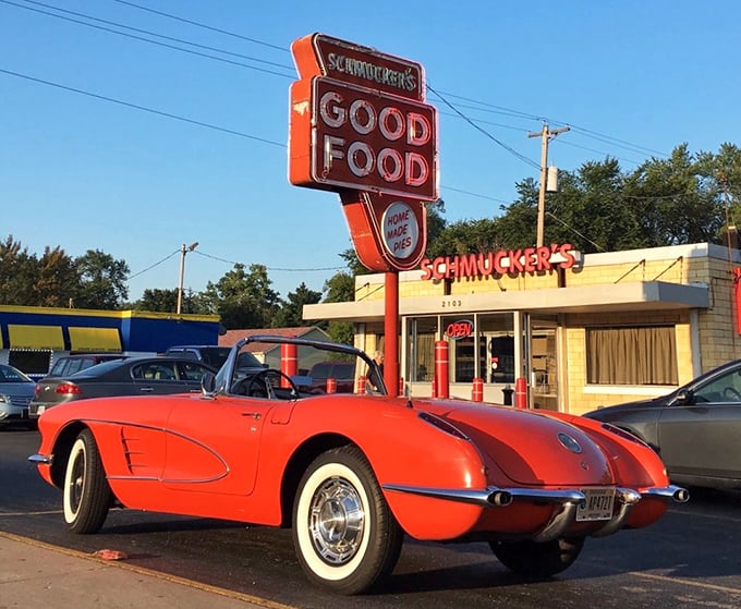 The neon promise of "GOOD FOOD" isn't just advertising&mdash;it's a binding contract Schmucker's has honored for generations of Toledo diners.