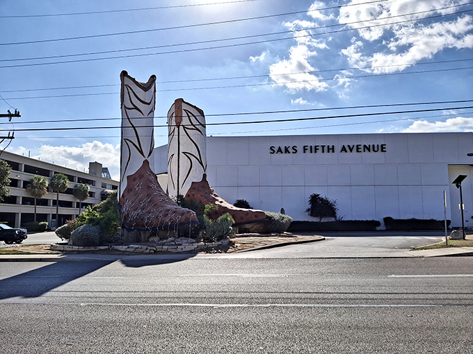 These aren't your average cowboy boots! Standing 35 feet tall outside North Star Mall, they're the ultimate Texas greeting card&mdash;no postage required.