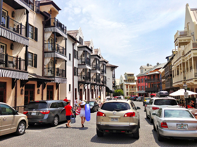 Cobblestone streets and European-inspired architecture make you wonder if your GPS has secretly rerouted you to a coastal village in Spain.