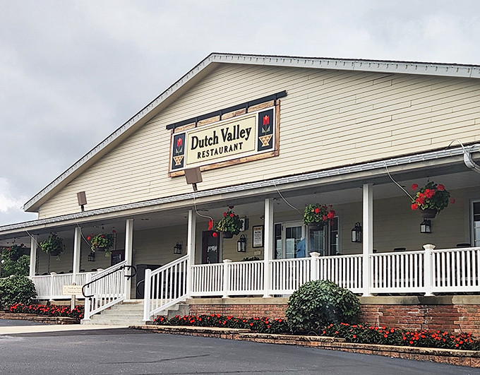 The welcoming facade of Dutch Valley Restaurant promises comfort food nirvana, where Amish kitchen cooking traditions meet hungry travelers from near and far.