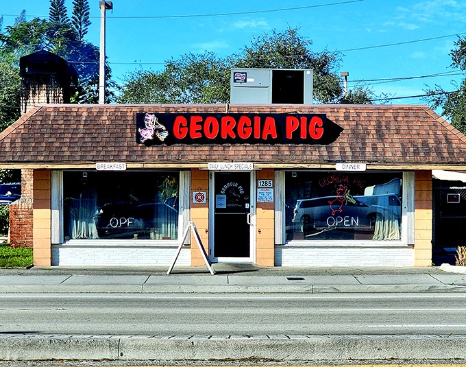 The time capsule of Florida barbecue stands proudly on State Road 7, its cartoon pig mascot welcoming hungry travelers since the Eisenhower administration.