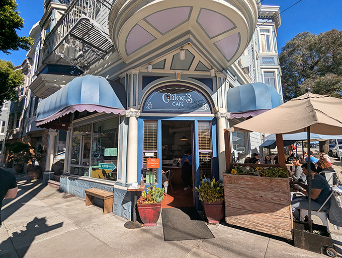 Tucked into a classic San Francisco Victorian, Chloe's blue awnings beckon like a breakfast lighthouse guiding hungry souls to French toast paradise.