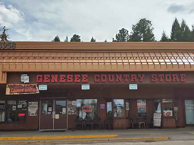 The unassuming wooden facade of Genesee Country Store hides a wonderland of sweetness within, like finding Narnia in your grandparents' closet.